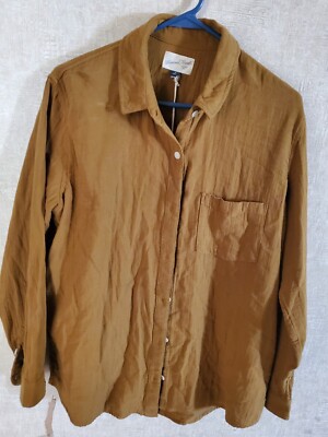 NWT Ladies Gold Button Up Shirt Size Medium | eBay