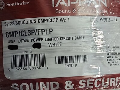 Southwire/Tappan 22/8C Stranded N/S Plenum Sound & Security Cable White /100ft | eBay