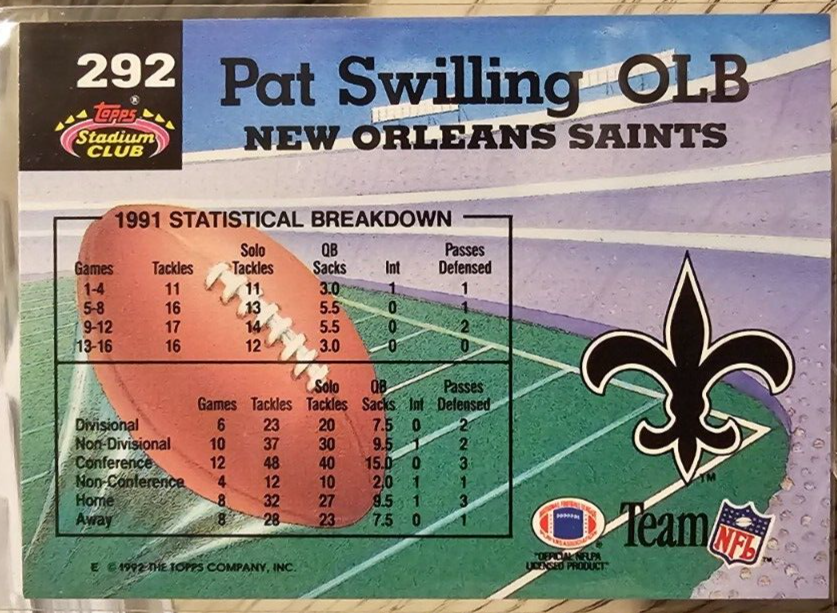 1992 Topps Stadium Club Member's Choice Pat Swilling #292 New Orleans ...