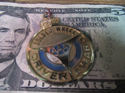 Vintage AAA Golden Wheel PERFECT 5 Year Safe Driver Award Keychain FOB ...