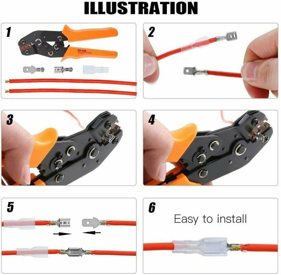 900pcs Automotive Spade Electrical Wire Connectors Kit Male Female ...