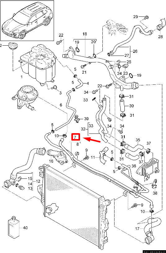 PORSCHE CAYENNE 92A Water Radiator Hose 958.106.310.21 95810631021 NEW ...