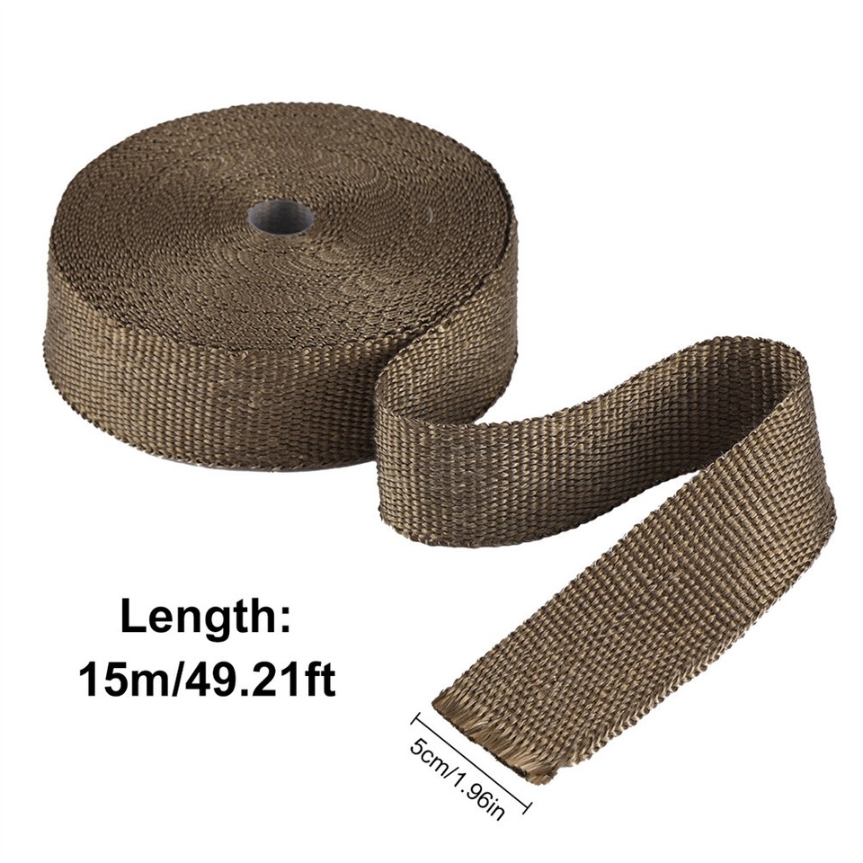 2" X 50Ft Titanium Exhaust Heat Wrap Manifold Header Heat Wrap Tape W ...