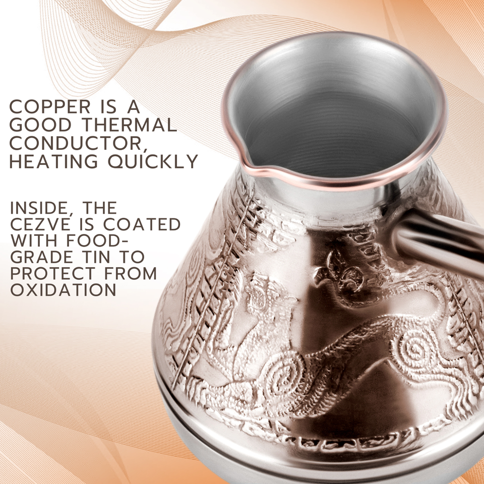 SET OF 3 Copper Cezve Turkish Armenian Coffee Pot Turka Ibrik Coffee ...