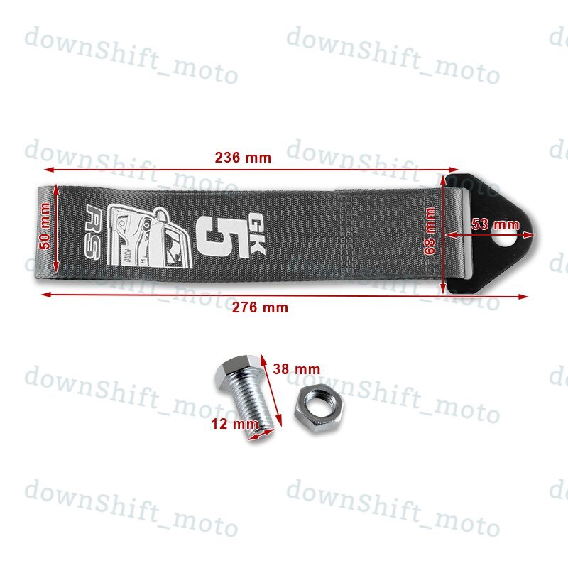 1X Black JDM GK5 RS Racing Car Tow Towing Strap Belt Recovery Hook for ...