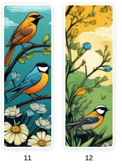 15 Printable Bookmarks Digital PDF file Spring Gift Baroque Birds | eBay