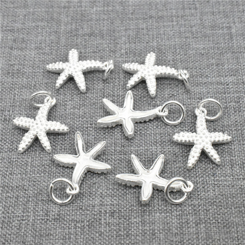 5 Sterling Silver Starfish Charms 925 Silver Star Fish for Bracelet ...