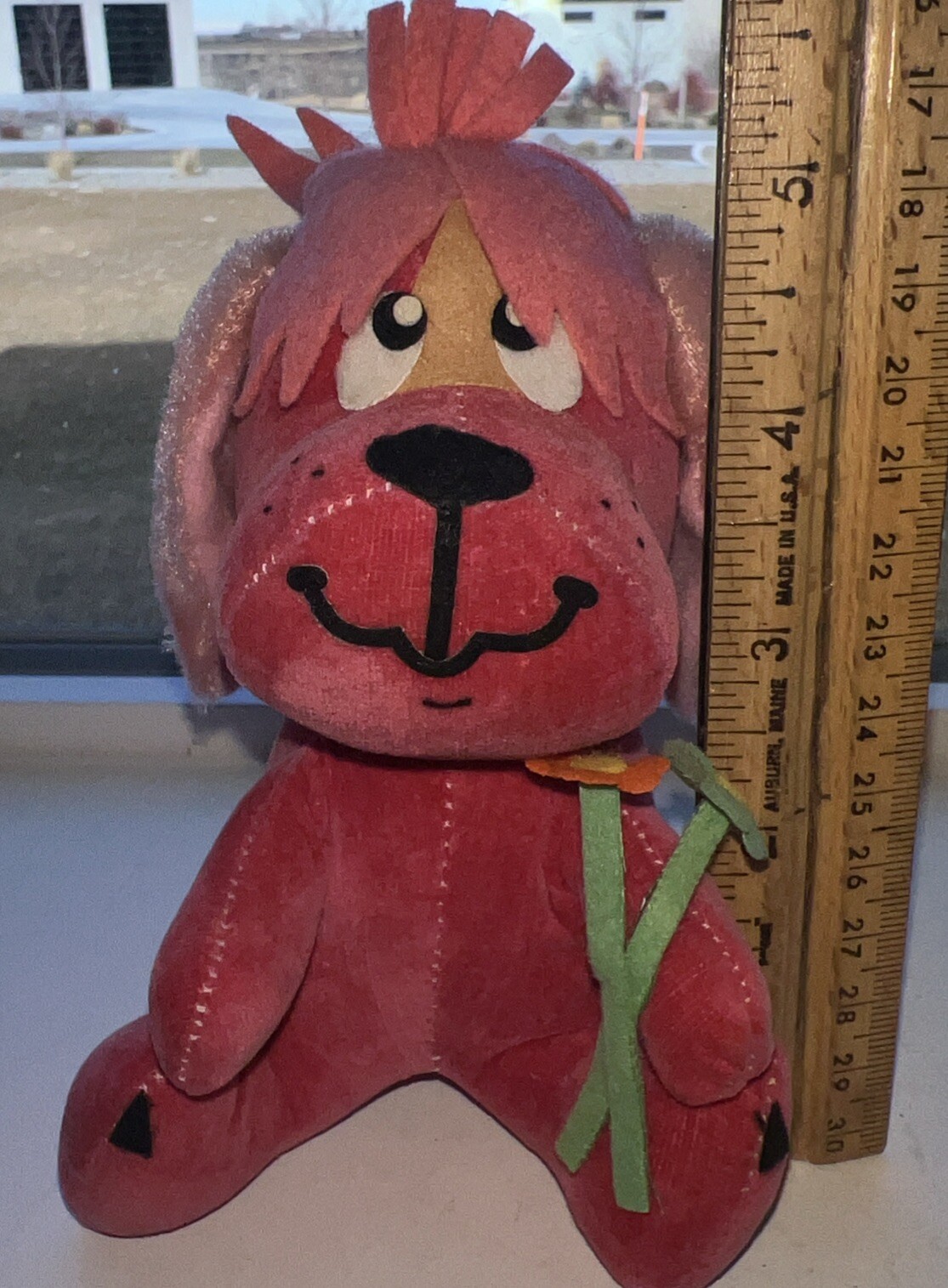 Vintage Dakin Dream Pets Pink Velvet Rufus Dog Plush With Two Flowers ...