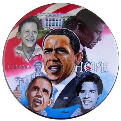 OBAMA “HOPE 1-20-2009” KIRKLAND ART #95 OF 100 MADE INAUGURATION BUTTON ...