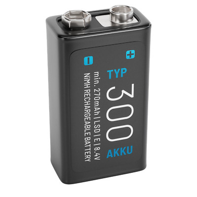 ABSINA 9V Block Akku wiederaufladbar Blockbatterie E-Block NIMH ...