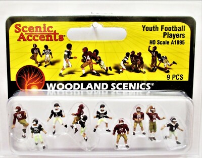 HO Scale Woodland Scenics A1895 Youth Football Players Figures (10) pcs ...