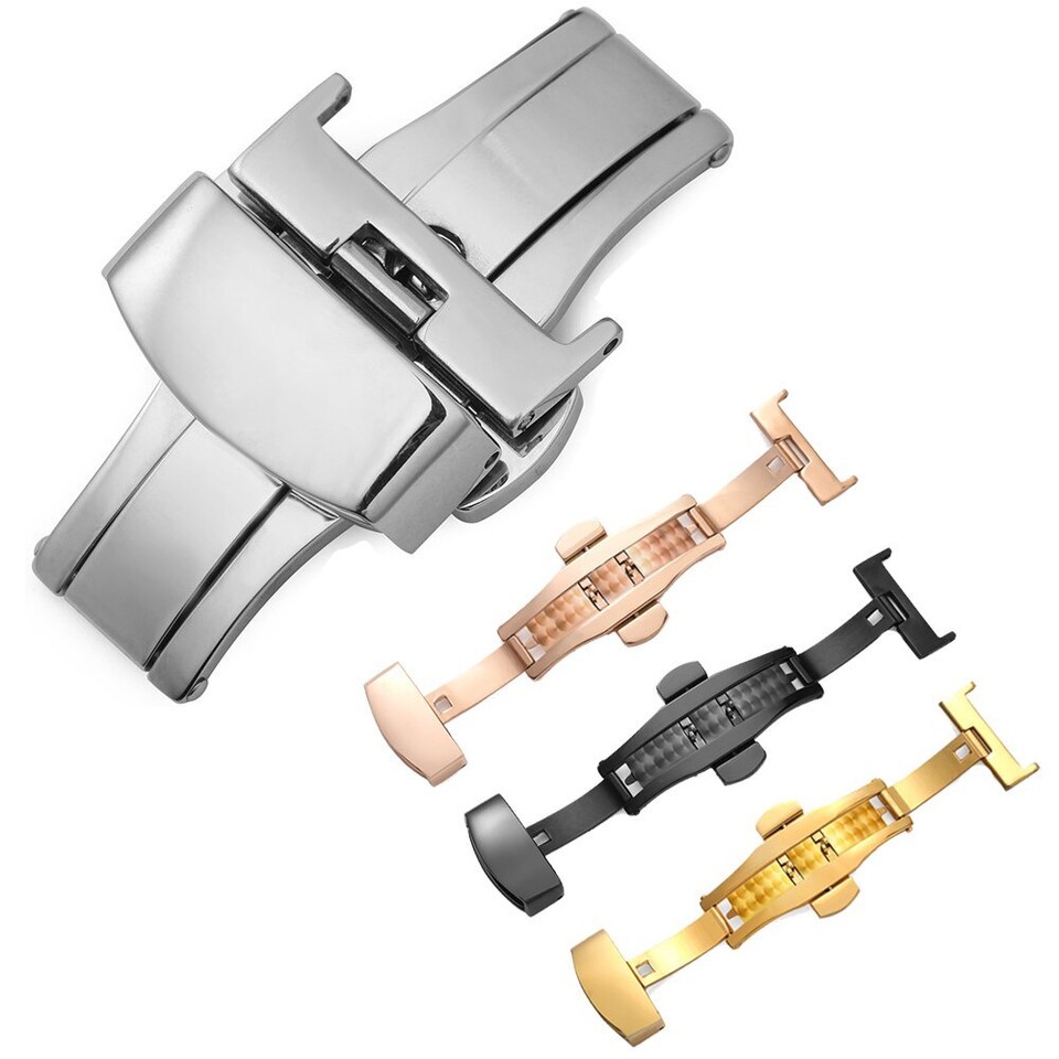 Stainless Steel Butterfly Buckle Watch Replacement Clasp 10-18 20 22mm ...