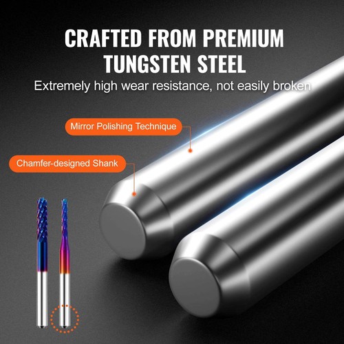 40pcs End Mills CNC Router Bits 1/8" Shank 2-Flute Flat Ball Nose End ...