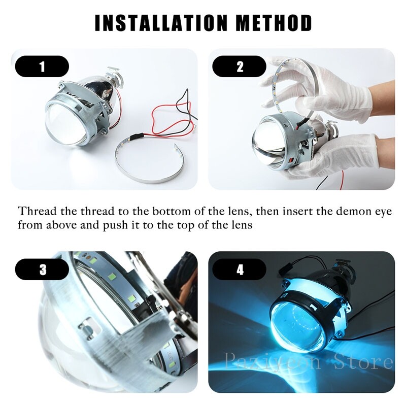 2x Devil Demon Evil Eyes Halo Ring DRL For Projector Lens LED Headlight ...