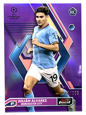 2022-23 Topps Finest UCL Man City RC Julian Alvarez Purple Refractor ...
