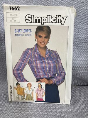 7662 Vintage Simplicity SEWING Pattern Misses Button Front Shirt Blouse ...
