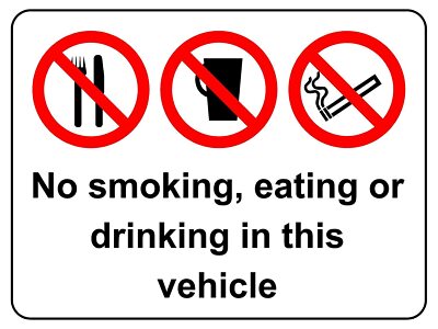 No smoking, eating or drinking in this vehicle Car taxi metal park ...
