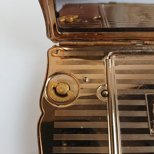 Vintage Stratton Musical Compact Powder Case Gold Sunburst Stripe ...