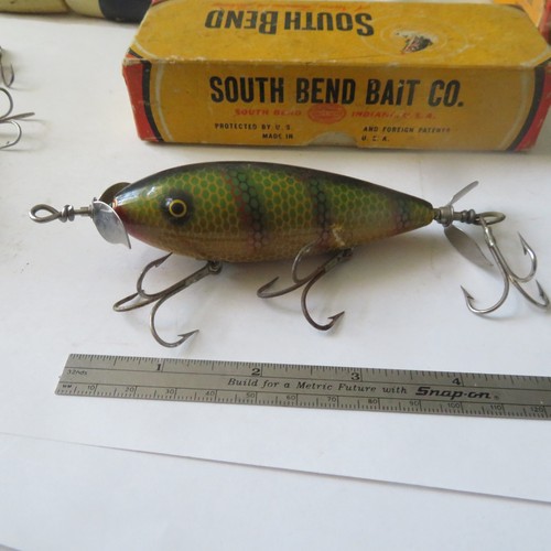 FISHING LURE SOUTH BEND 3¾" SURF-ORENO IN A 963 YP BOX GREEN & YELLOW ...