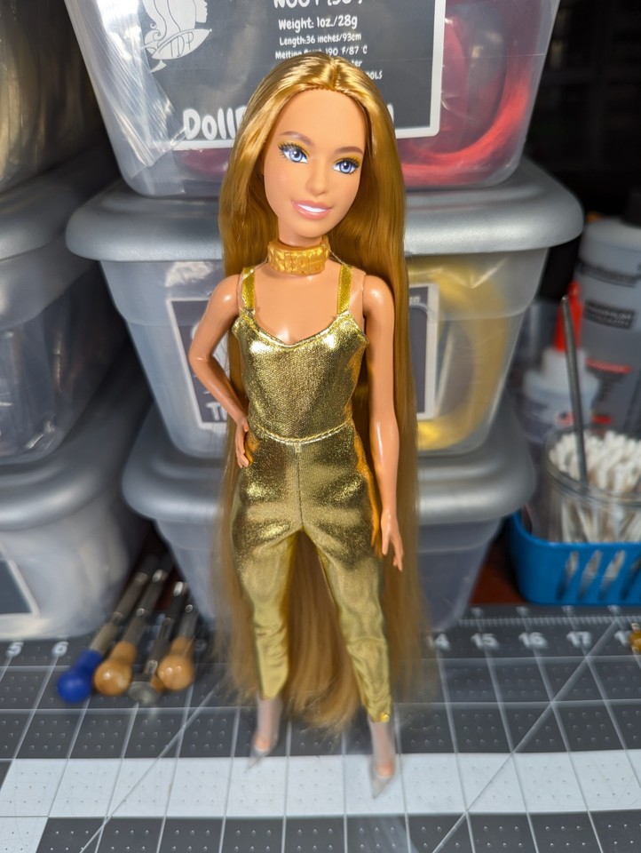 OOAK Custom Reroot Barbie Fashionista doll 222 Long Golden Blonde Hair ...