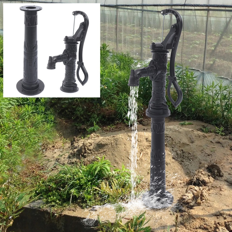 Pitcher Pump and Base Hand Water Pump Cast Iron Press Suction For Yard ...