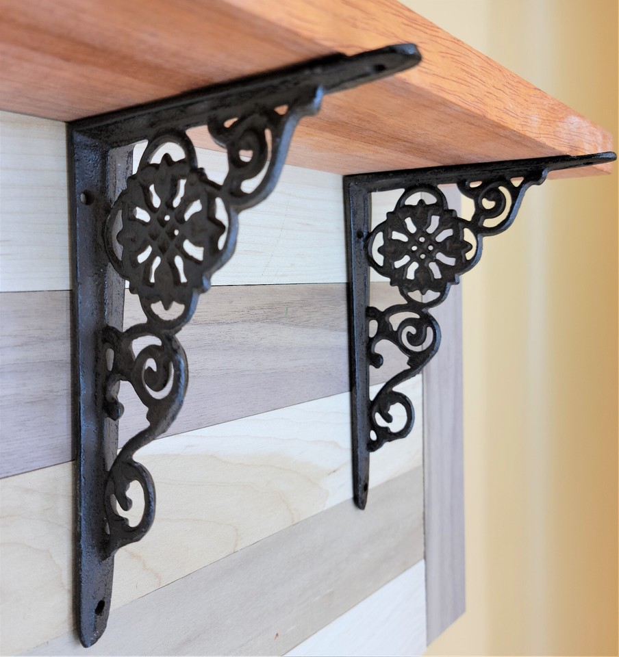 2 Rustic Shelf Brackets Wall Support Brace Angle Bracket Mounting ...