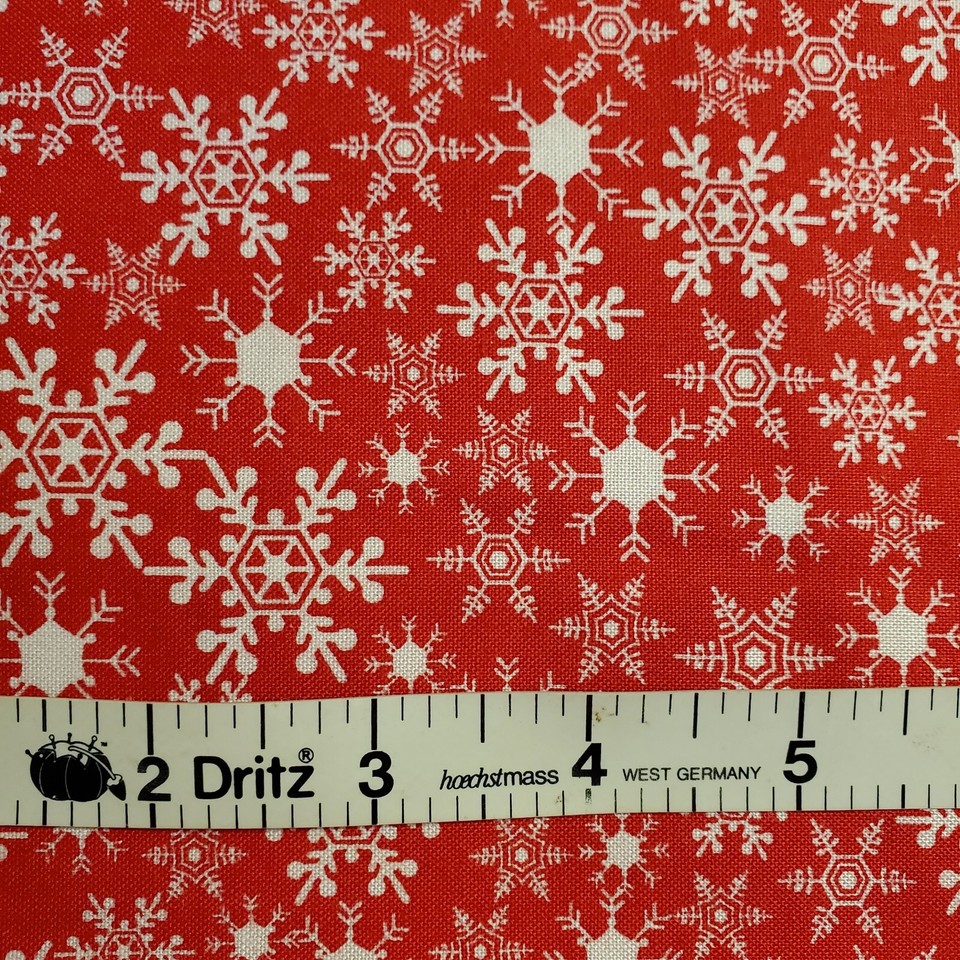 Fabric Snowflakes 100% Cotton FQ HY BTY By the Yard Red and White Snow ...
