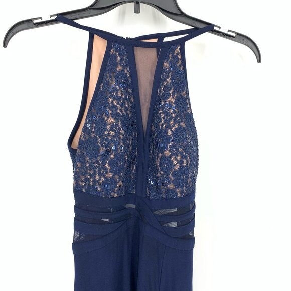 Morgan & Co. Lace Illusion Mesh Bodice Gown SZ 1 tall - Gem