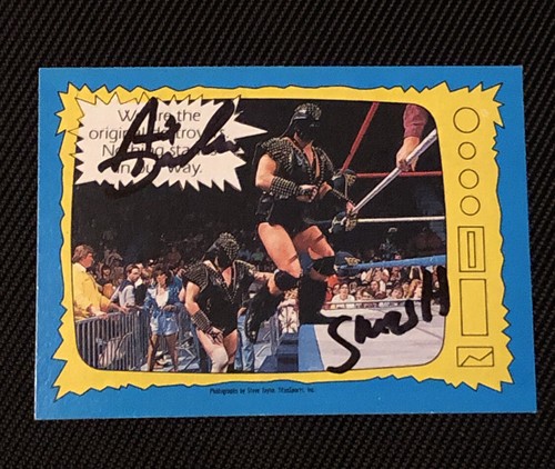 AX & SMASH DEMOLITION 1987 TOPPS WWF WRESTLING SIGNED AUTOGRAPHED CARD ...