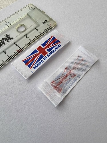 100 Pcs x Made in England Union Jack Satin Sew in Labels 40mm x 15mm ...
