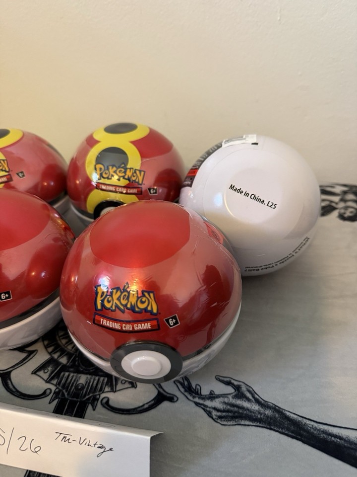 Pokemon TCG 2026 Pokeball Tins Lot Of 5 - 15 Booster Packs Total Sealed ...