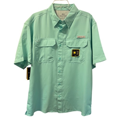 Realtree Fishing Mint Green Short Sleeve Button-Up Shirt Sz L With ...