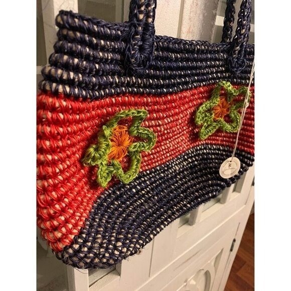 NWT Country Originals woven purse, floral, red and blue | eBay