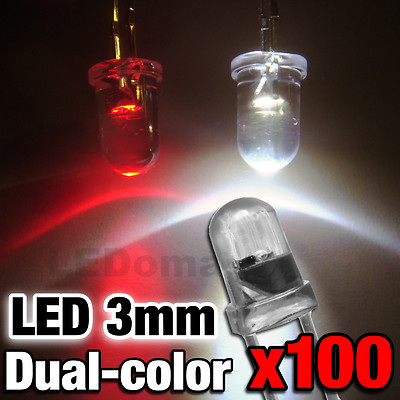 710/100# LED 3mm bicolor Red and white -- dual polarity | eBay