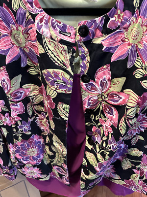 "Appleseeds" Satin Finish Floral Jacket (18) & 2 Coordinating Tops (XL ...