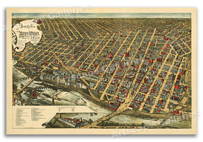 Reproductions - 1869 Birds Eye Map Of City
