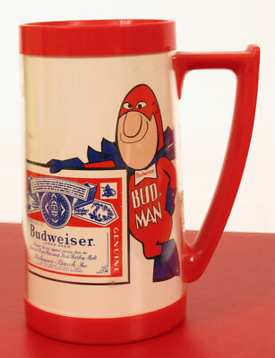 VINTAGE THERMOS INSULATED ADVERTISING BEER MUG FEATURING BUDWEISER BUD ...