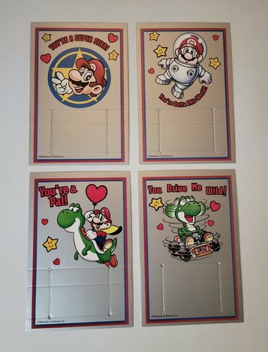 Nintendo Cards Super Mario Bros Mario Yoshi Valentine's Set LOT OF 4 ...