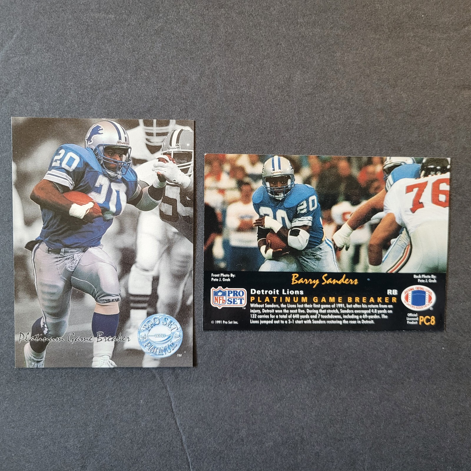 BARRY SANDERS Platinum Profile Insert Card #PC8 Detroit Lions 1991 Pro ...