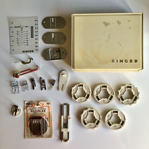 Singer Vintage Box + 20 Accessories 2-Sided Flexi-Stitch Presser Plates ...