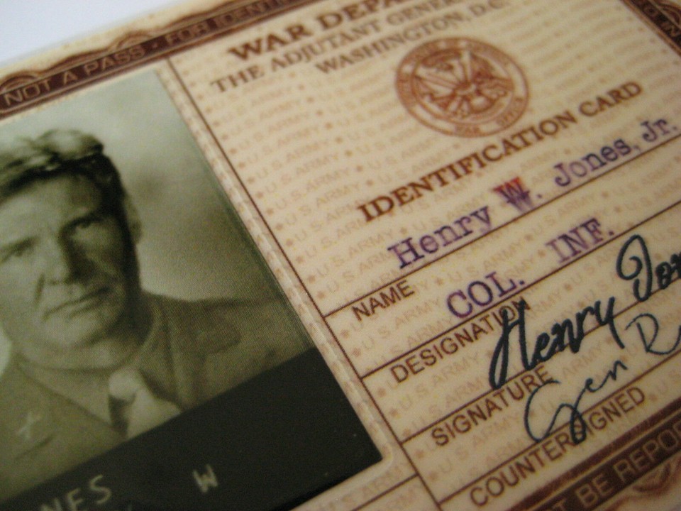 Indiana Jones War Department Identification Card | eBay