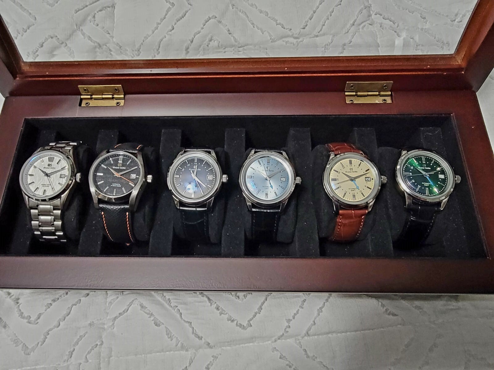 Custom Grand Seiko Elegance GMT Watch – All Black Dial, Leather Band ...