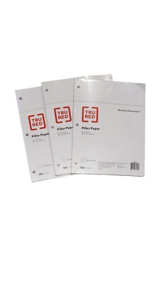 Tru Red Filler Paper (Pack of 3) 3 Hole WIDE Ruled 8" x 10.5" 120 Pack ...