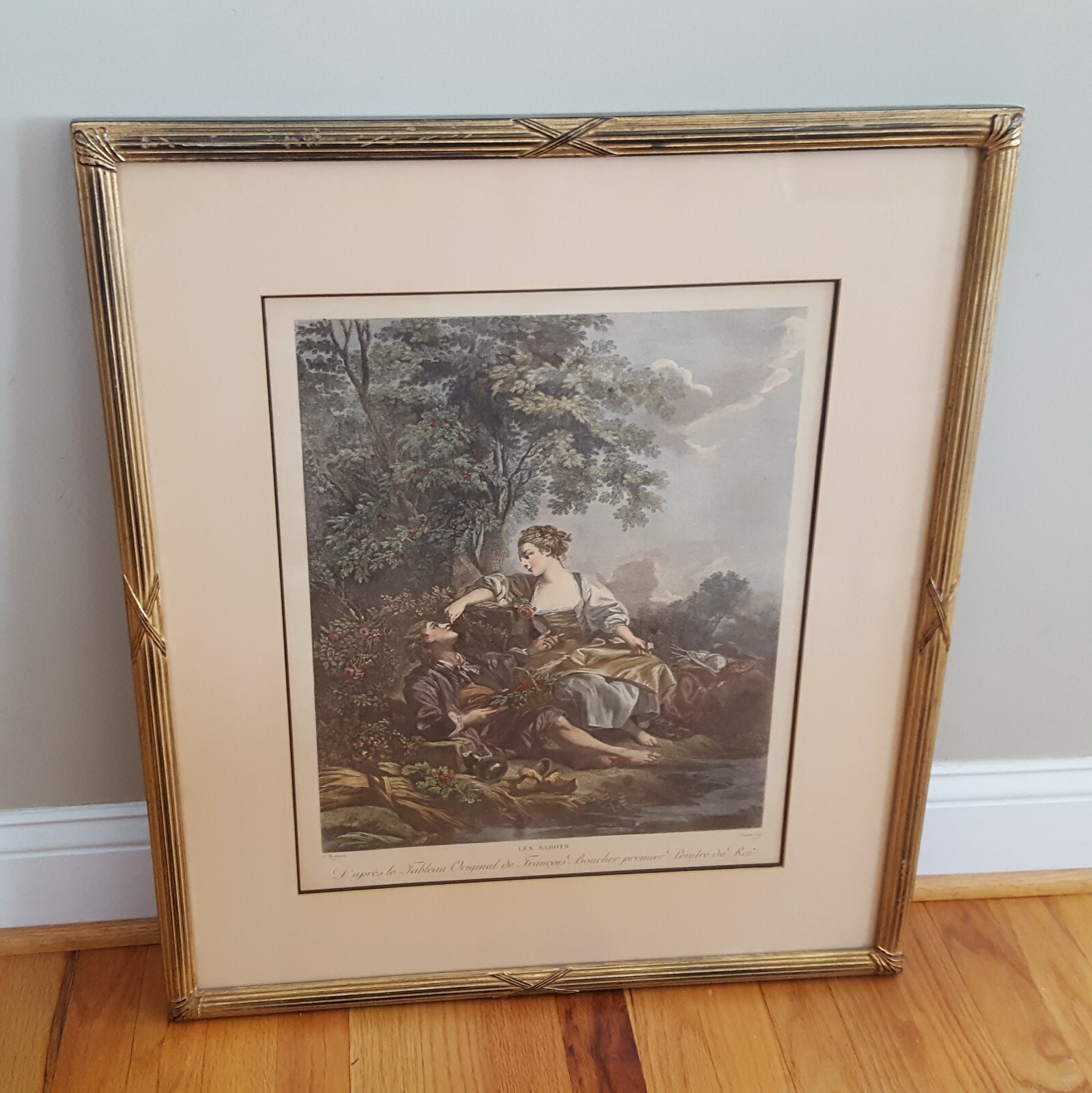 Pair Vintage Francois Boucher Prints Framed Neoclassical Color Engraved ...