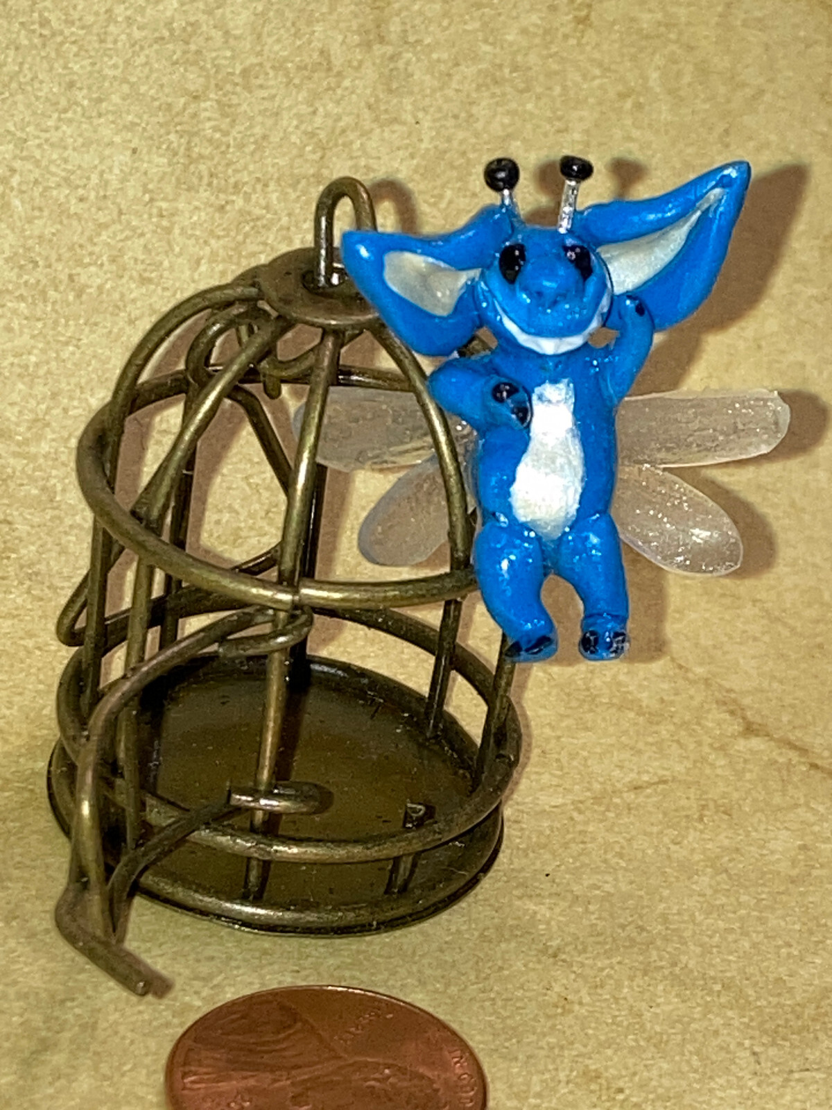 Miniature TINY 1 Corish pixie bead eyes + 1 cage Magic Wizard Doll ...