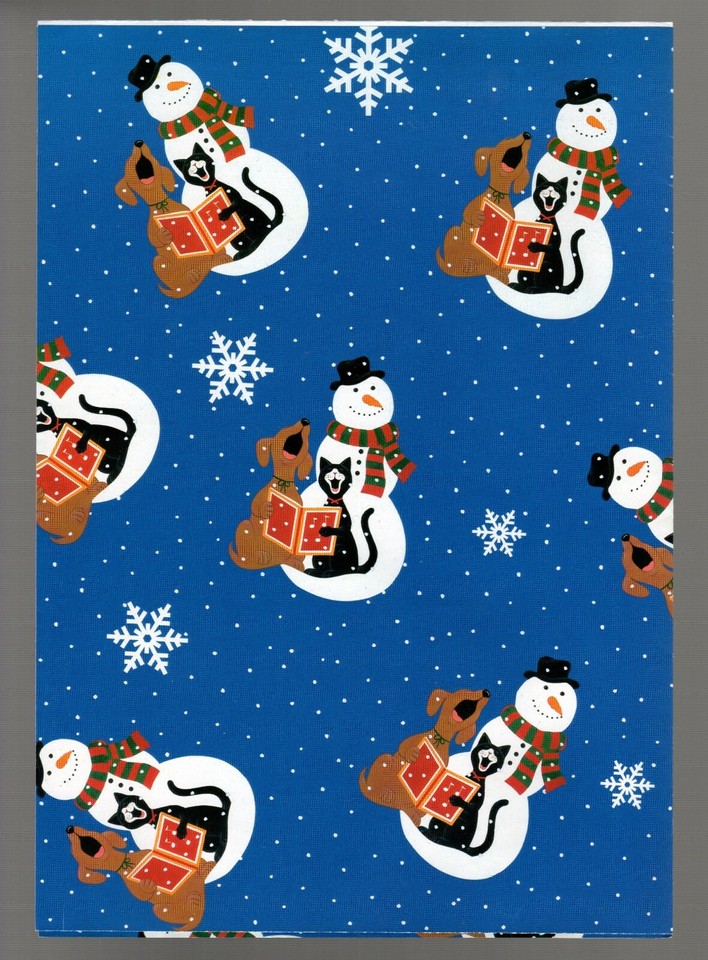 ASPCA Christmas Gift Wrap, Brown Dog, Black Cat, With Gift Tag, Snowman ...