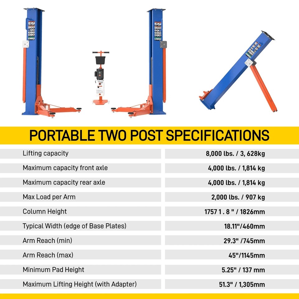 Free Shipping 8000LBS Auto Lift 2 Post Lift Car Lift Automotive Hoist ...