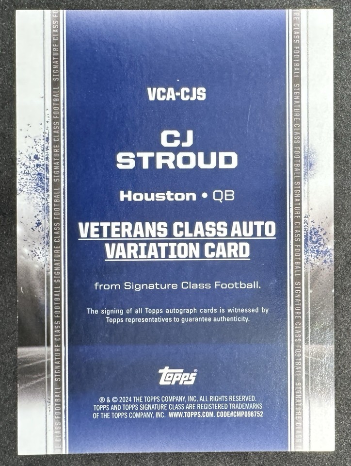 2024 Topps Signature Class Veterans Class Auto Variation CJ Stroud /100 #VCA-CJS | eBay