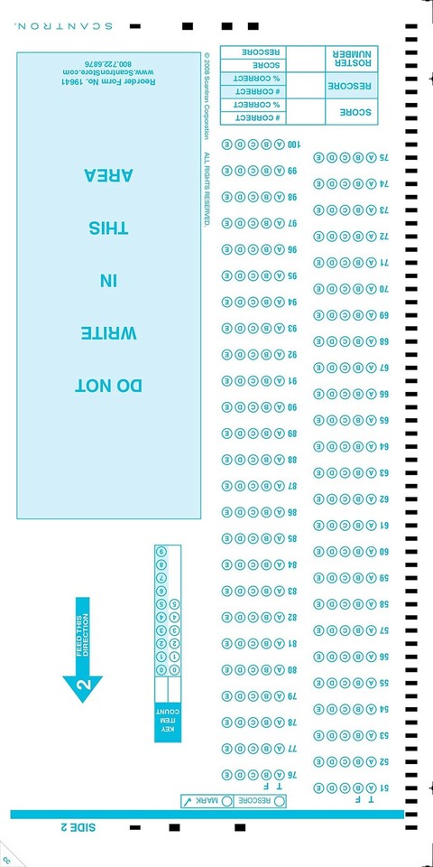 Official SCANTRON 19641 Answer Sheet B (500 Pack) | eBay