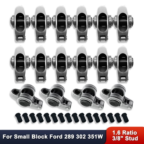 For Ford SBF 289 302 351W 1.6 Ratio 3/8" Stainless Steel Roller Rocker ...